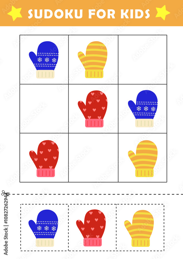 Winter activity sheet. Sudoku logical reasoning activity for kids. Fun ...
