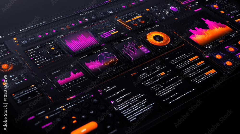 sleek dashboard design focused on insights, emphasizing vibrant data ...