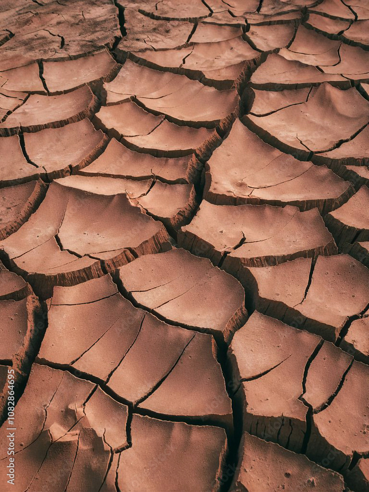 Deep Fissures and Raised Ridges in Dried Mud Creating a Rough Uneven ...