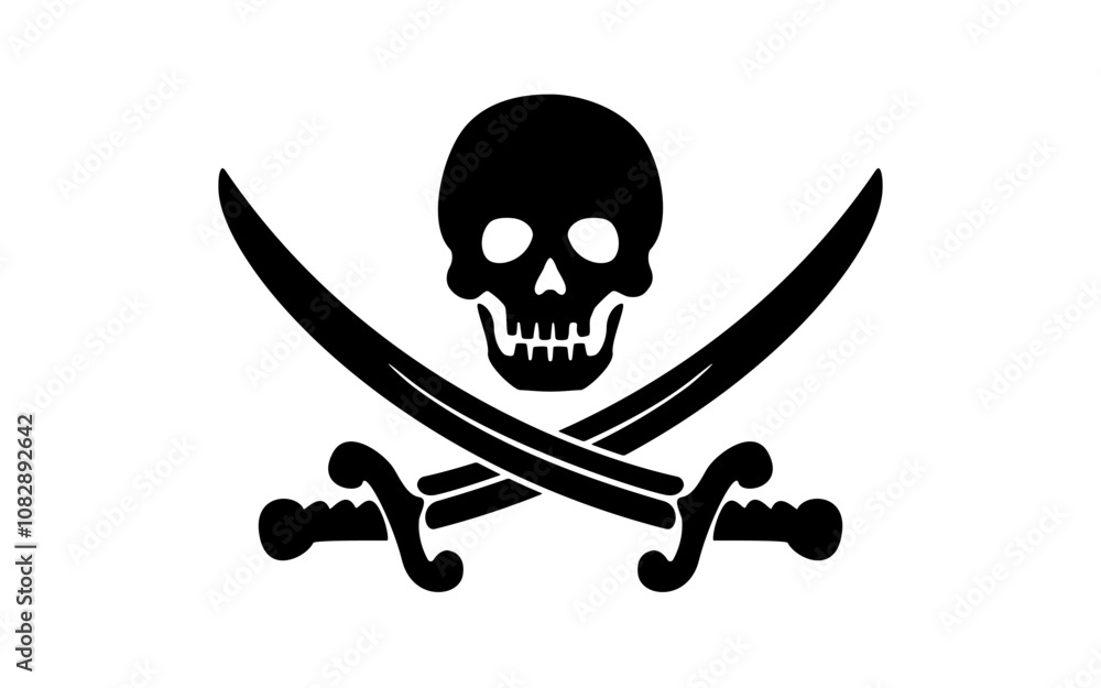 Jolly Roger silhouette icon. Clipart image isolated on white background ...