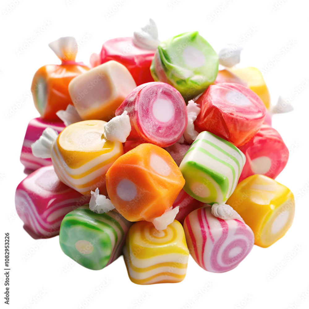 assorted sweet saltwater taffy on transparent background Stock Photo ...