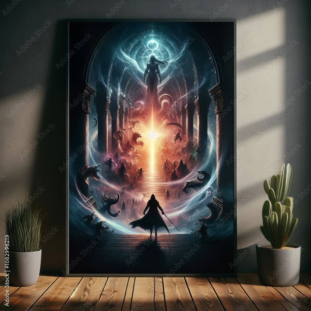 Epic fantasy movie poster featuring heroic warriors confronting ...