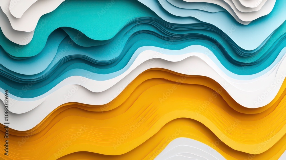 Paper cut topography 3d background. Multi layers, origami relief map ...