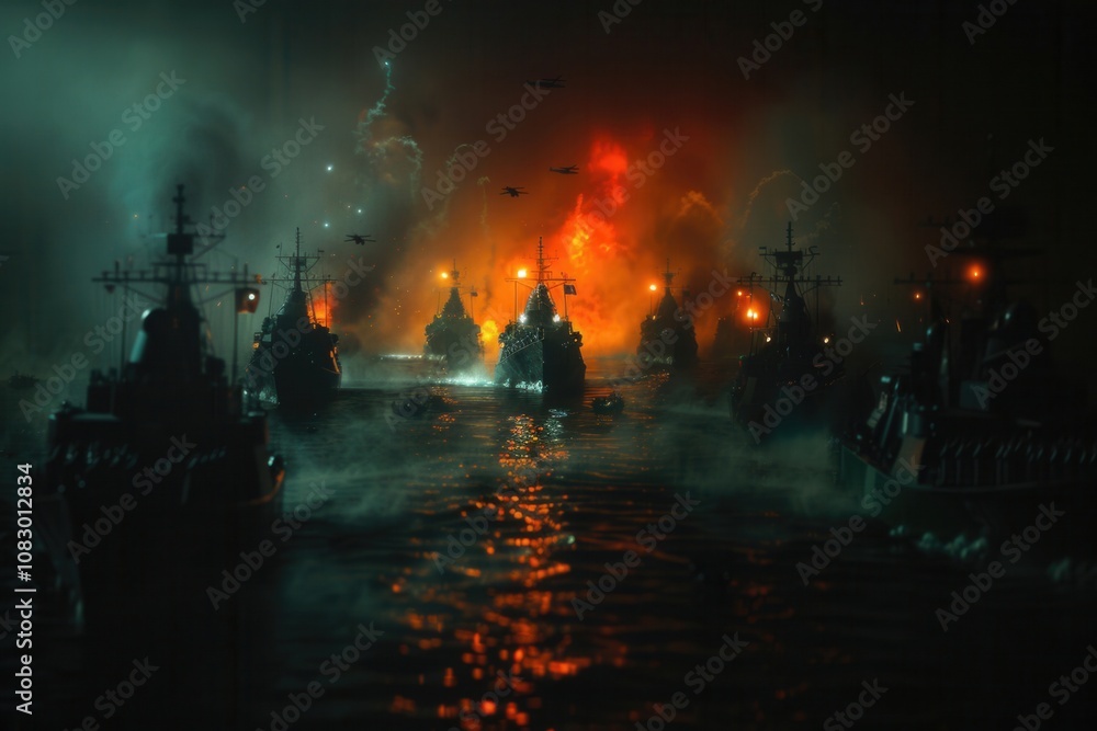 Intense Naval Battle at Night in the Persian Gulf With Israeli and ...