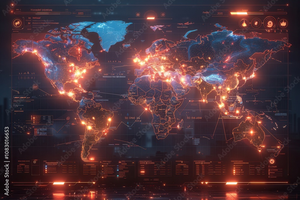 Global Impact of Warfare Illustrated on a Stylized Map With Shockwave ...