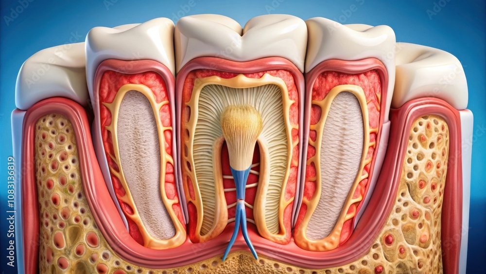 Cross-Section View of a Tooth Showing the Internal Structure and ...