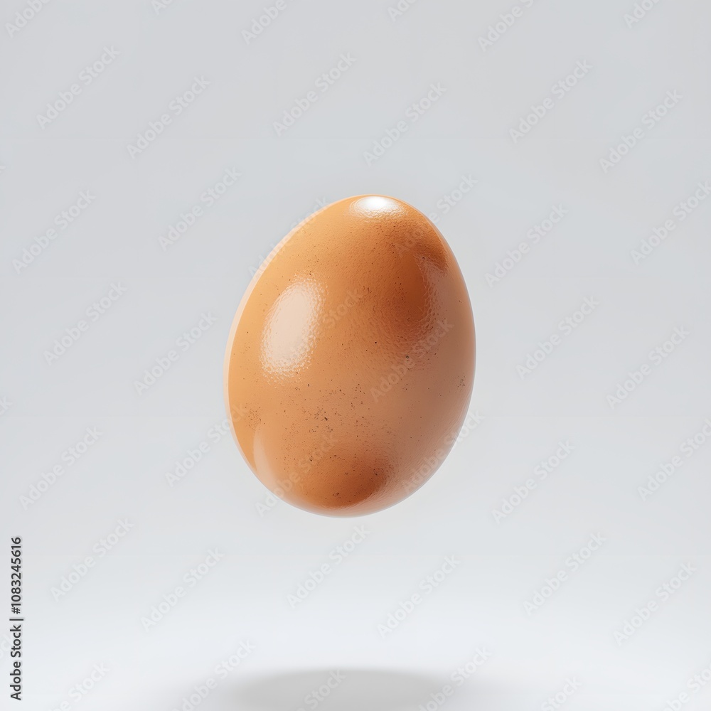 Floating Brown Egg Minimalist Studio 3D Render Clean Background ...