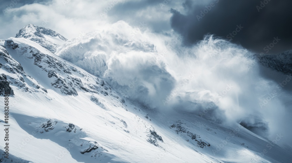 A dramatic capture of a colossal avalanche thundering down a steep ...