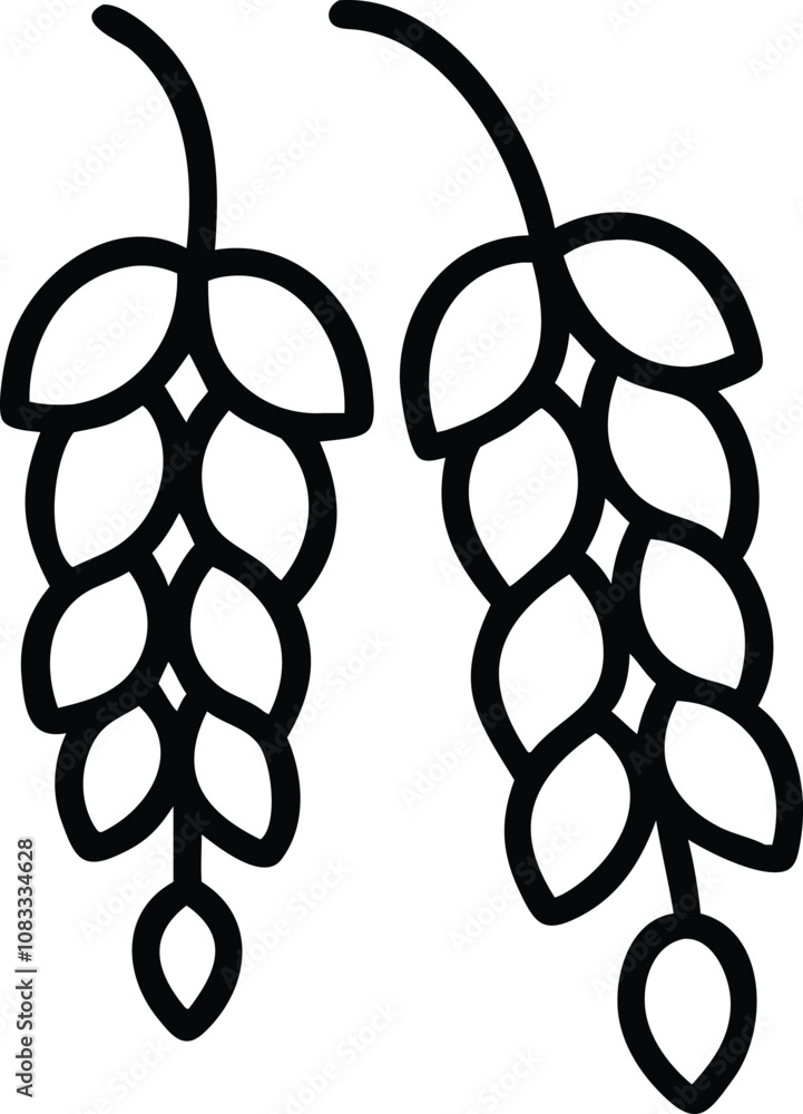 Hop cones outline icon black and white, Black and white outline ...