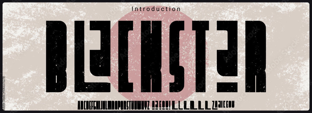 Condensed rough handmade typeface. Broken vector font with texture ...