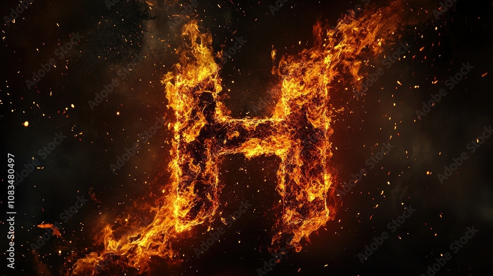 Fiery Letter H: Dynamic and Eye-Catching Concept of Flames, Heat, and ...