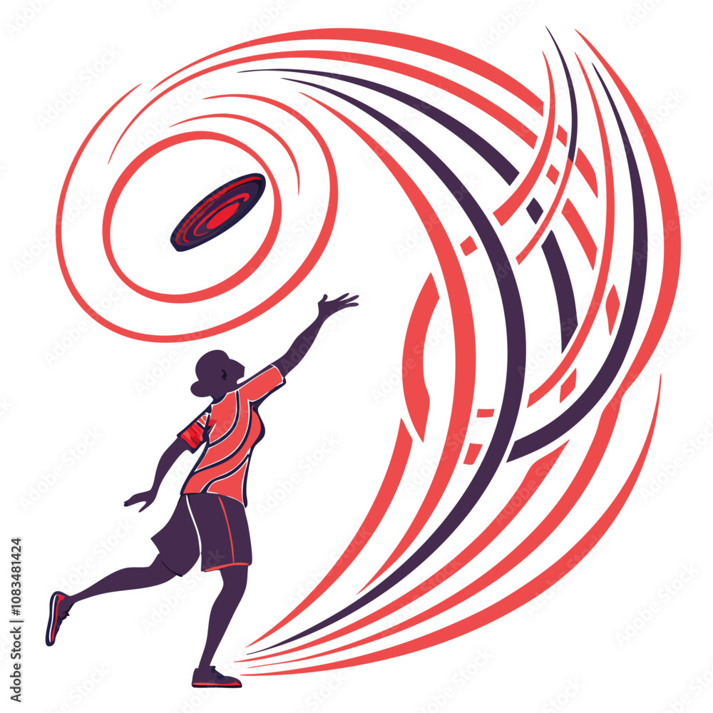 Dynamic Disc Throw: A stylized illustration of a female athlete ...