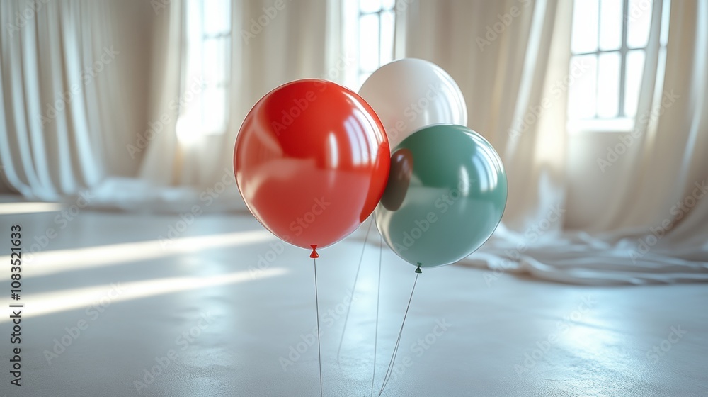 Red, White, and Green Balloons: A trio of festive balloons in red ...