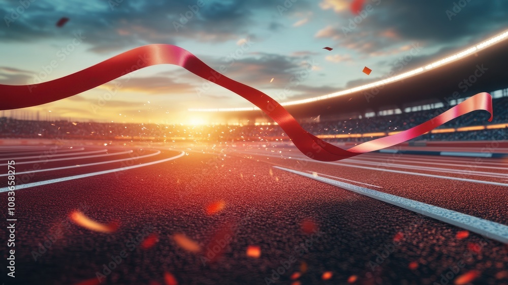 Finish Line Ribbon in Athlete Track,Marathon runner,Running sport,flat vector,champion, winner ...