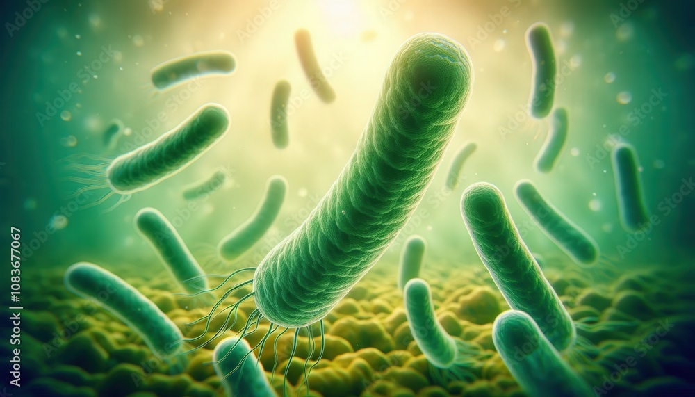 microspoce up view of Helicobacter pylori. The bacteria are shown in ...