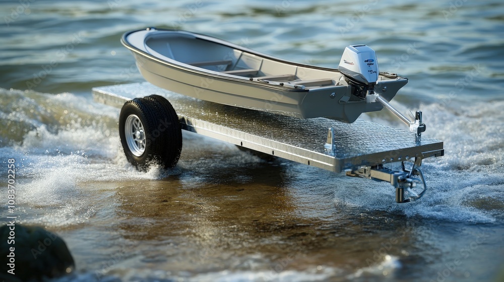 A boat trailer rolls down the boat ramp, making it easy to launch and ...