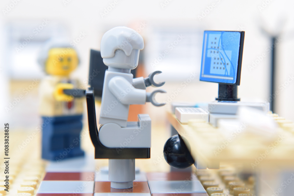 Editorial illustrative image of lego minifigures of artificial ...