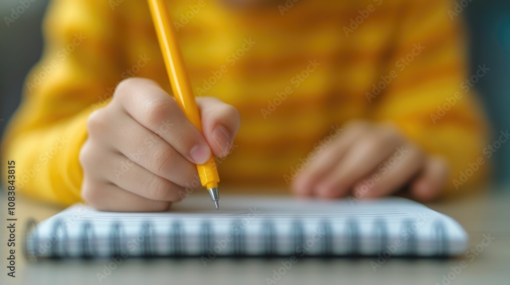 Young boy checking off assigned daily chores on a family planner ...
