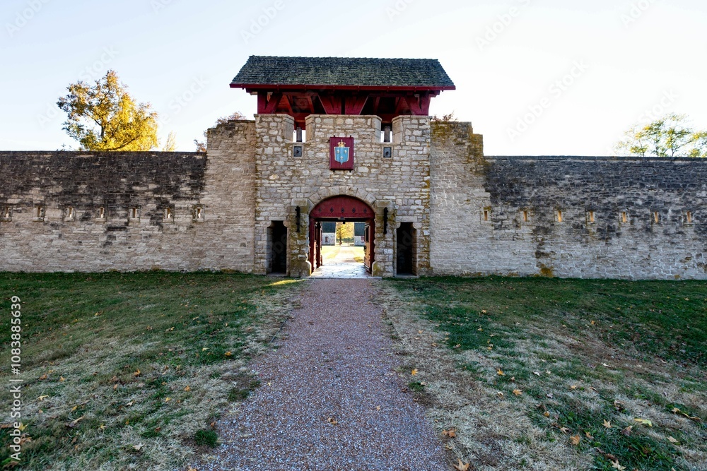 Pathway leading to Stone gate entrance of Fort De Chartes in Southern ...
