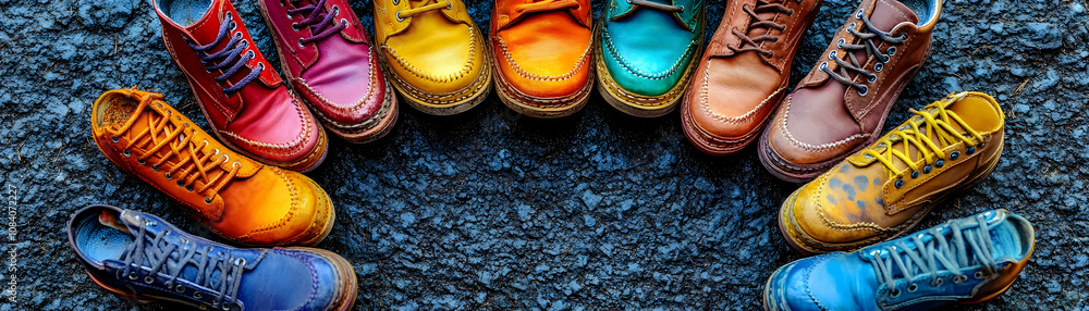 Close up of diverse feet forming a circle with copy space concept as A ...