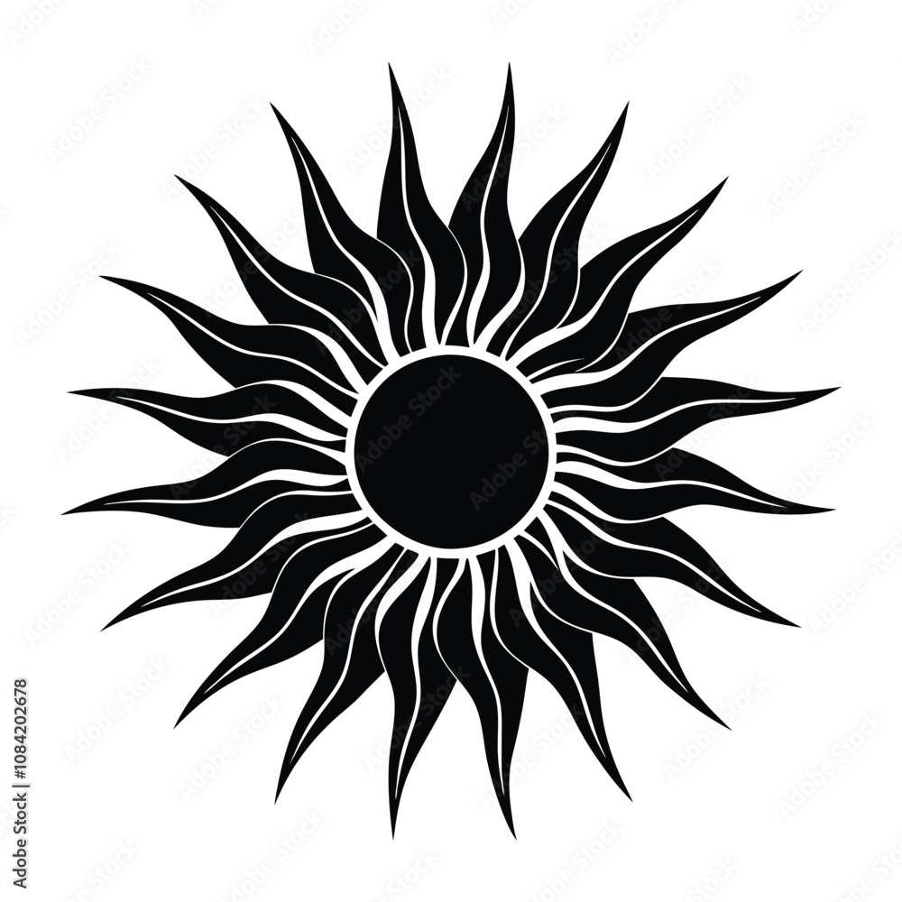 Sun vector silhouette on white background Stock Vector | Adobe Stock