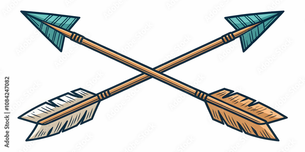 Vector of two arrows crossing in mid air isolated on white background ...