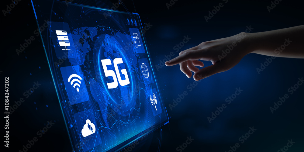 5G Fifth generation high-speed wireless internet connection ...