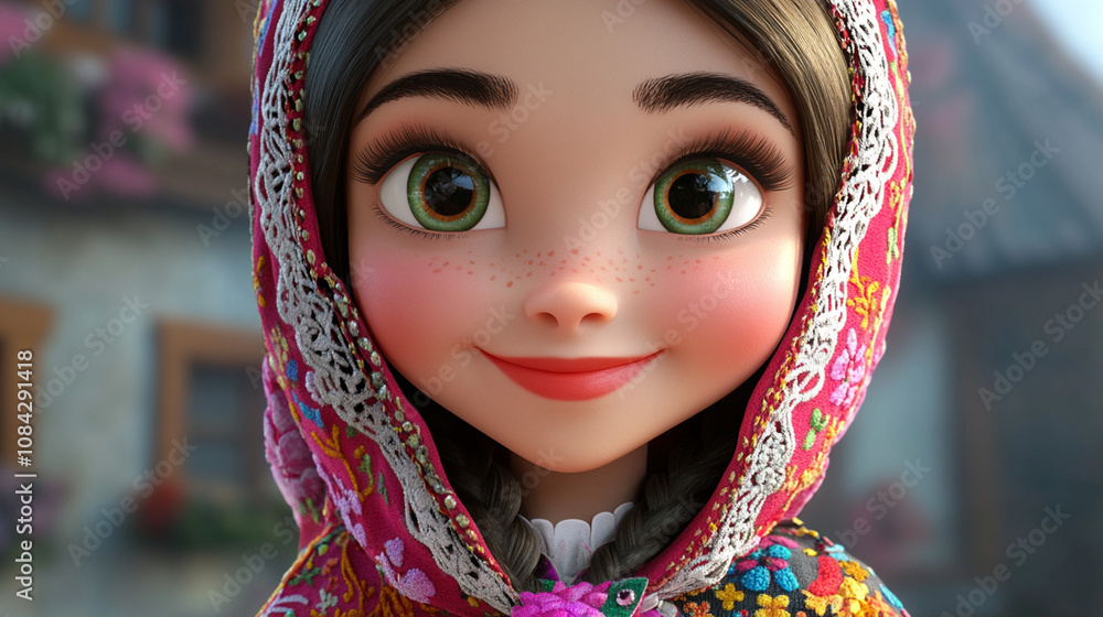 Cartoon character, childrens book illustration - young smiling muslim ...