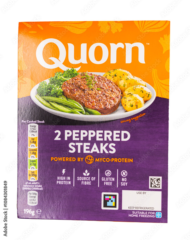 Wolverhampton, UK - November 15 2024: Packaging of vegetarian Quorn ...