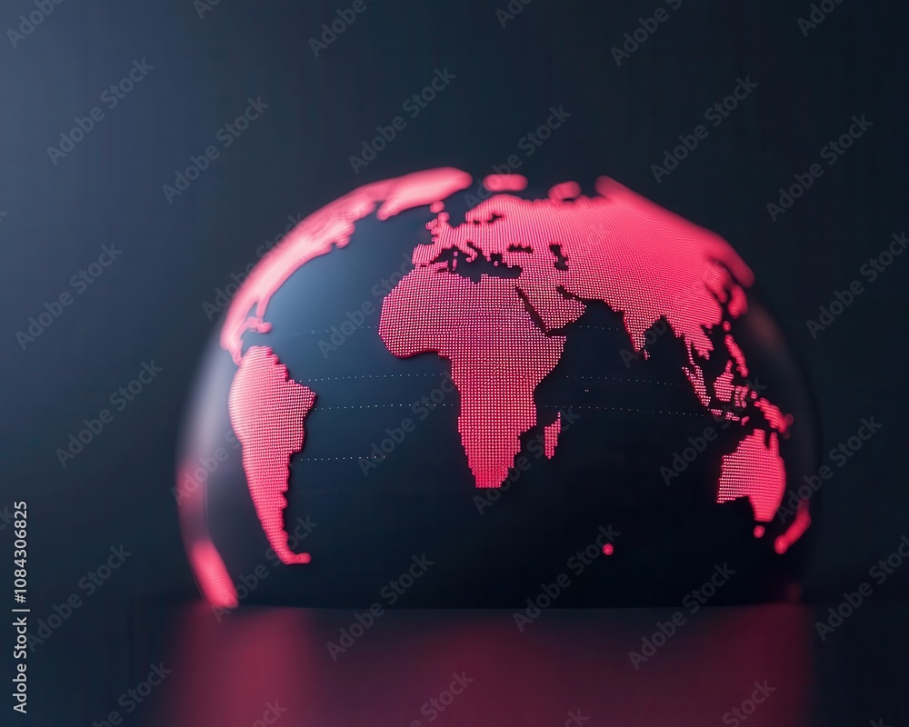 Global economic risk matrix, glowing dashboard with interactive regions ...