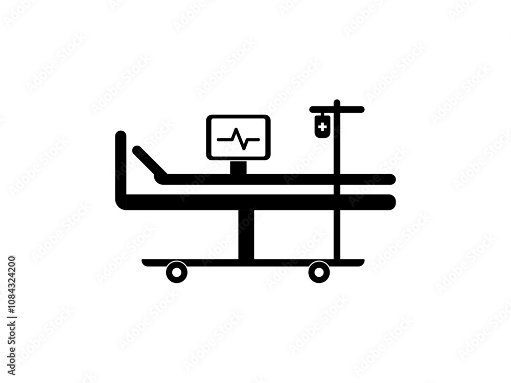Intensive care black glyph icon. Critical care medicine. ICU. Hospital ...