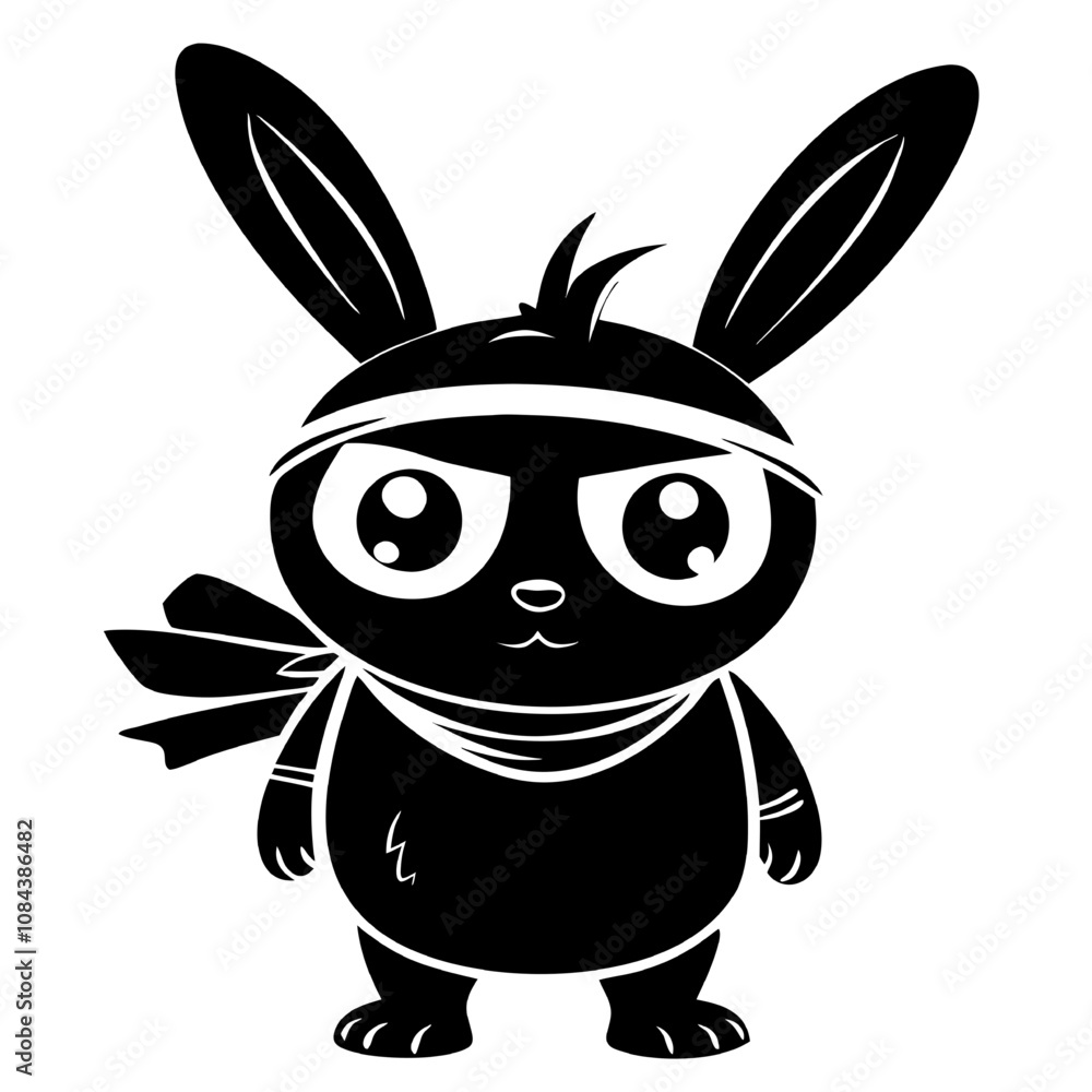 Ninja Bunny: A cute and fierce rabbit in a ninja costume with big eyes ...