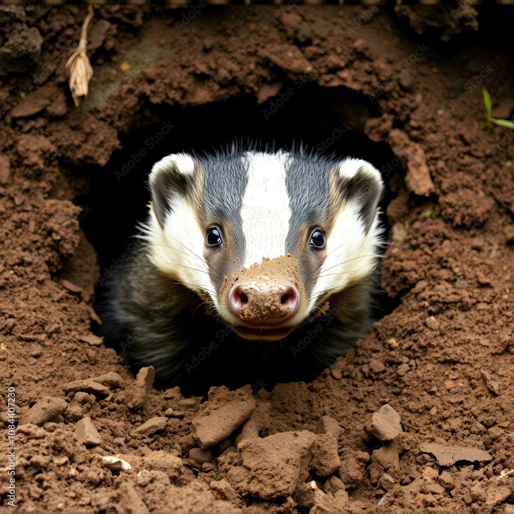 Badger, wild, native, Eurasian badger, scientific name: Meles Meles ...