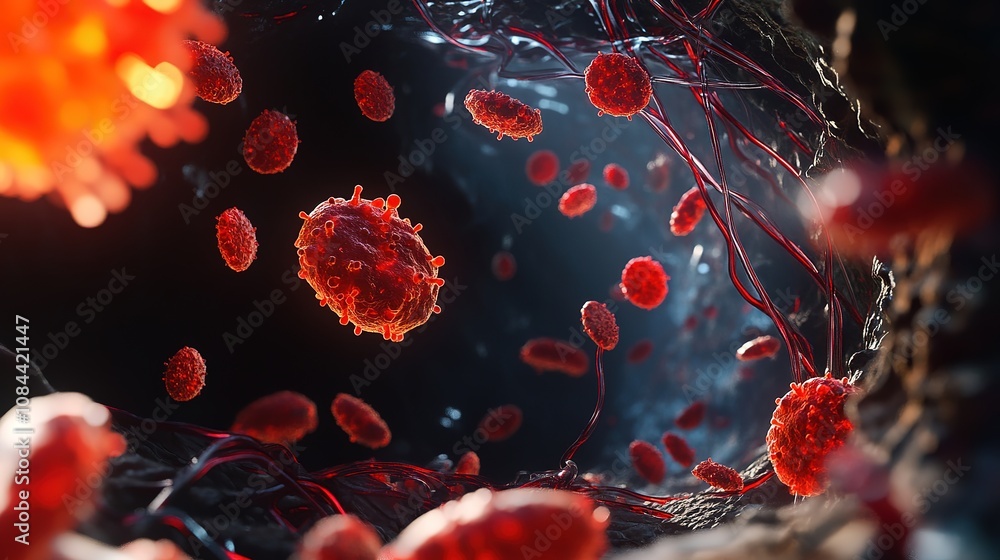 Red Blood cell 3d background vein flow platelet wave cancer medicine ...