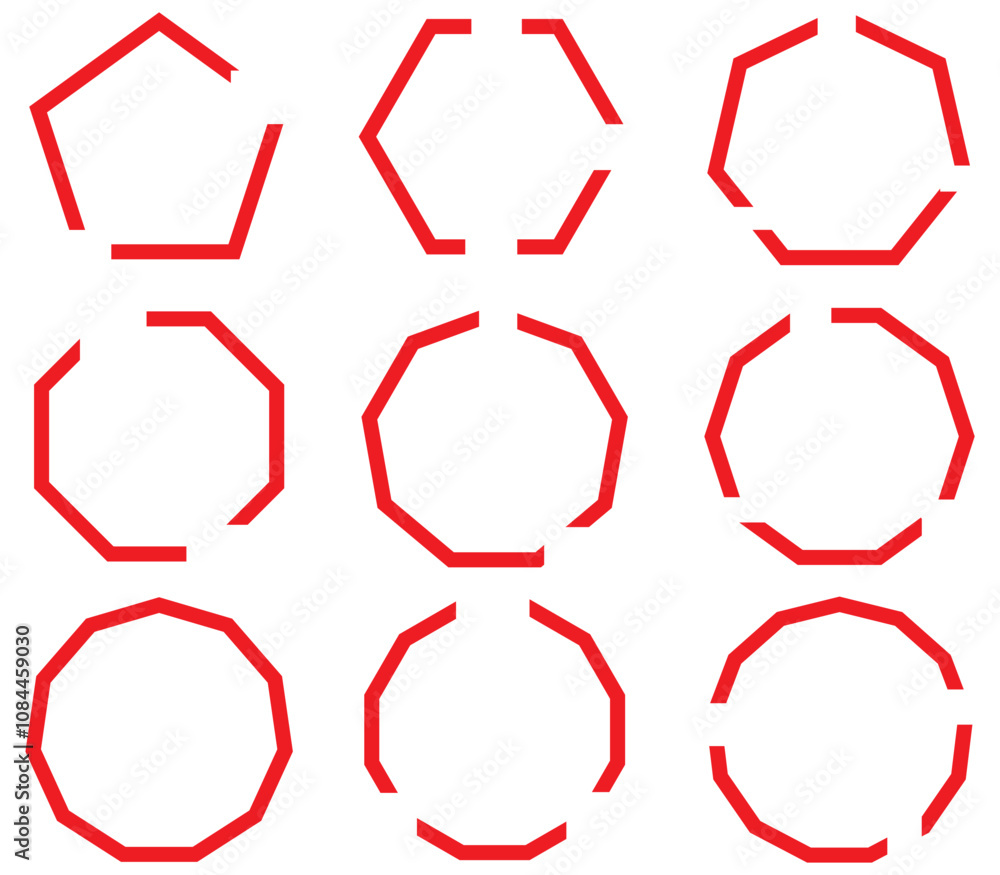 pentagon, hexagon, octagon icon. vector geometry pentagonal, hexagonal, octagonal polygon. five ...
