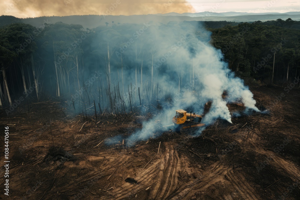 Foto de Stock Amazon Rainforest Deforestation: Aerial view of burning ...