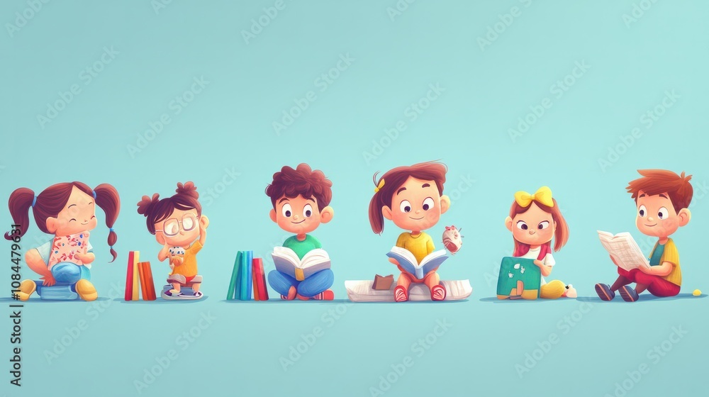 Pre-school children abstract concept vector illustration set. Early ...