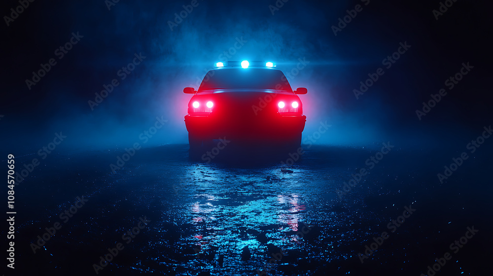 Siren flashing lights with overlay effect on emergency or police cars ...