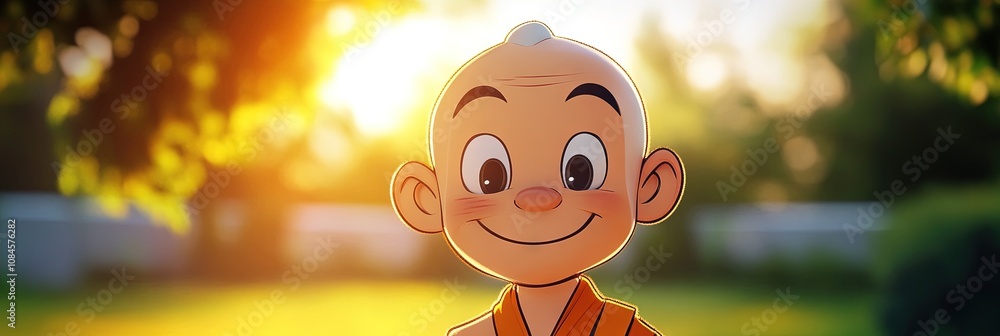 2d animation cartoon friendly buddhist monk meditating Stock ...