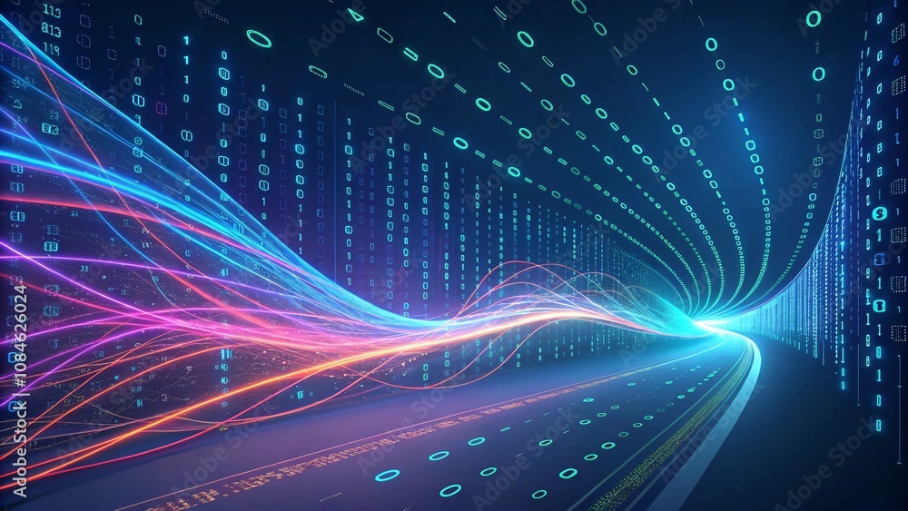 Neural Network with Bioluminescent Connections and Cosmic Backdrop ...