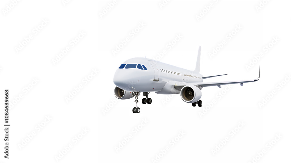 Commercial airliner, white aircraft, jet plane, side view, isolated on ...