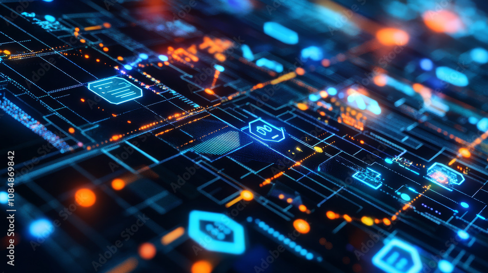 Blockchain icons visualizing transactions, ledgers, and smart contracts ...