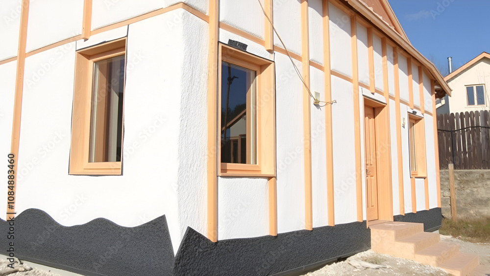 Expanded Polystyrene (EPS),Black thermoplastic foam material, modern ...