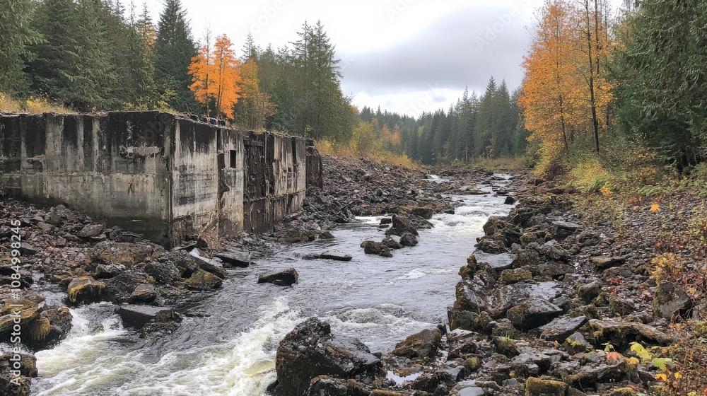 24.A river flowing freely after the removal of a large concrete dam ...