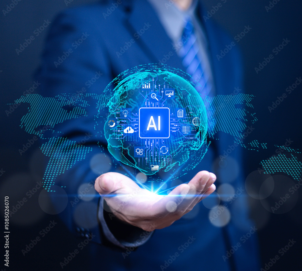 AI Technology Artificial Intelligence Human Interaction with AI Intelligent Robot Technology AI ...