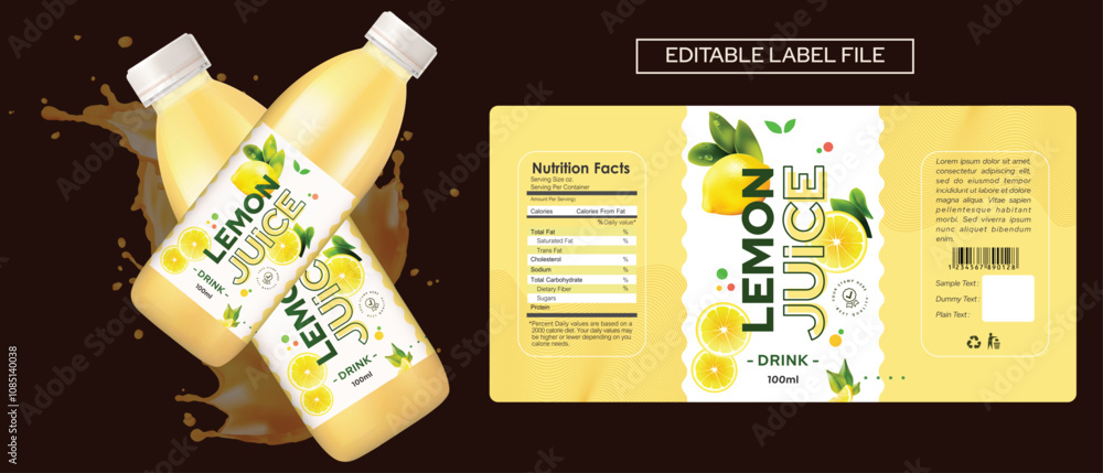 Lemon juice drink label design, lemon juice soft drink label design ...