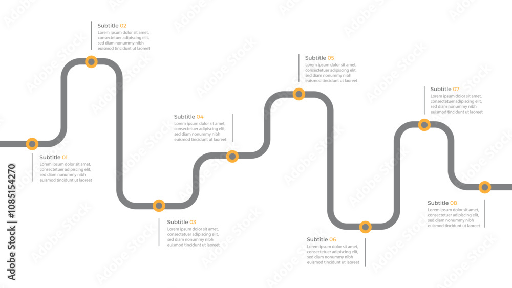 Infographic roadmap design template. Business Timeline of 8 Important ...