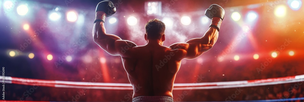 Victorious Boxer: Muscular Physique, Celebratory Pose - Muscular boxer ...