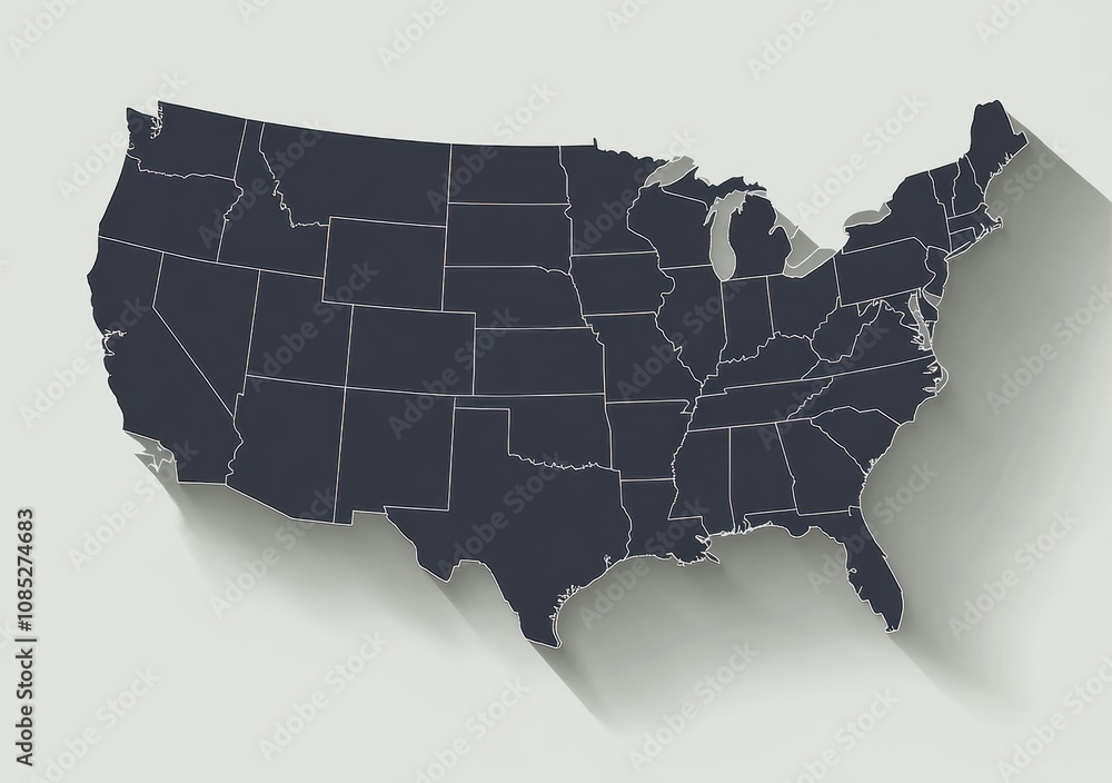 Outline of the United States Map on Simple Background for Design Use ...