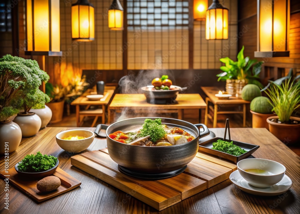 Japanese Wild Boar Hot Pot Botan Nabe Restaurant Interior Stock ...